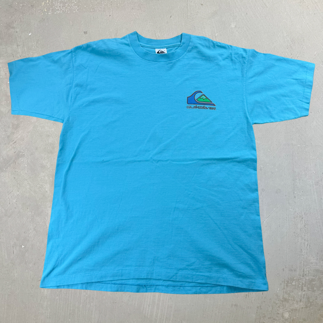 J- Vintage Quicksilver Logo & Text Made In USA Single Stitch Tee - XL ...