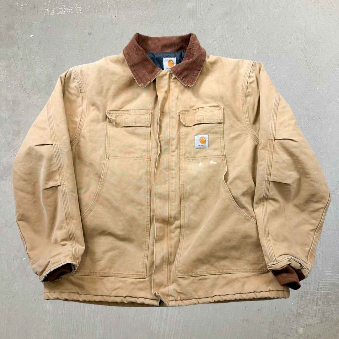 F- Vintage Carhartt Quilt Lined Dark Tan Work Jacket - L – HG VINTAGE