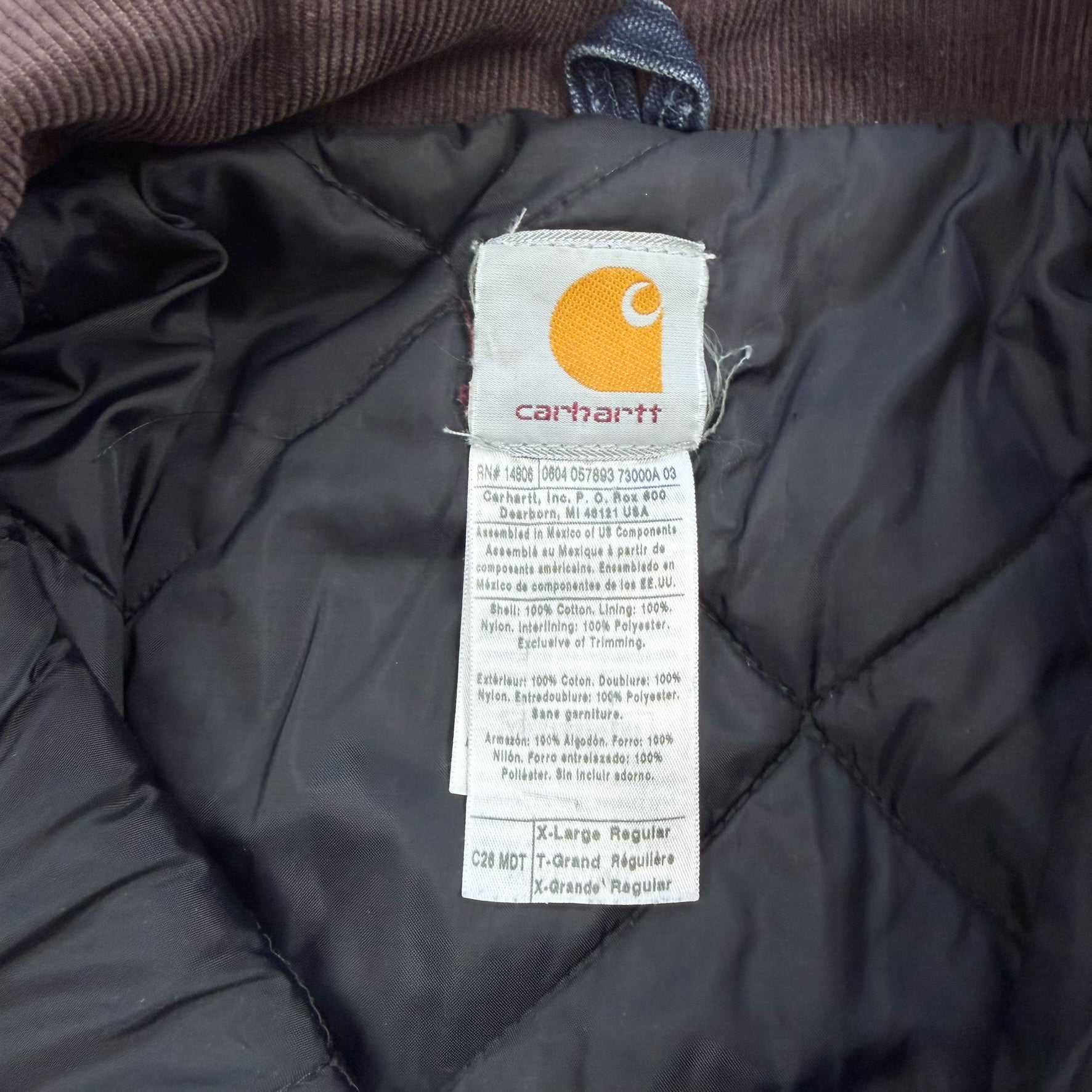 F- Vintage Carhartt Harness Roofing Quilt Lined Sandstone Duck Ridge W ...