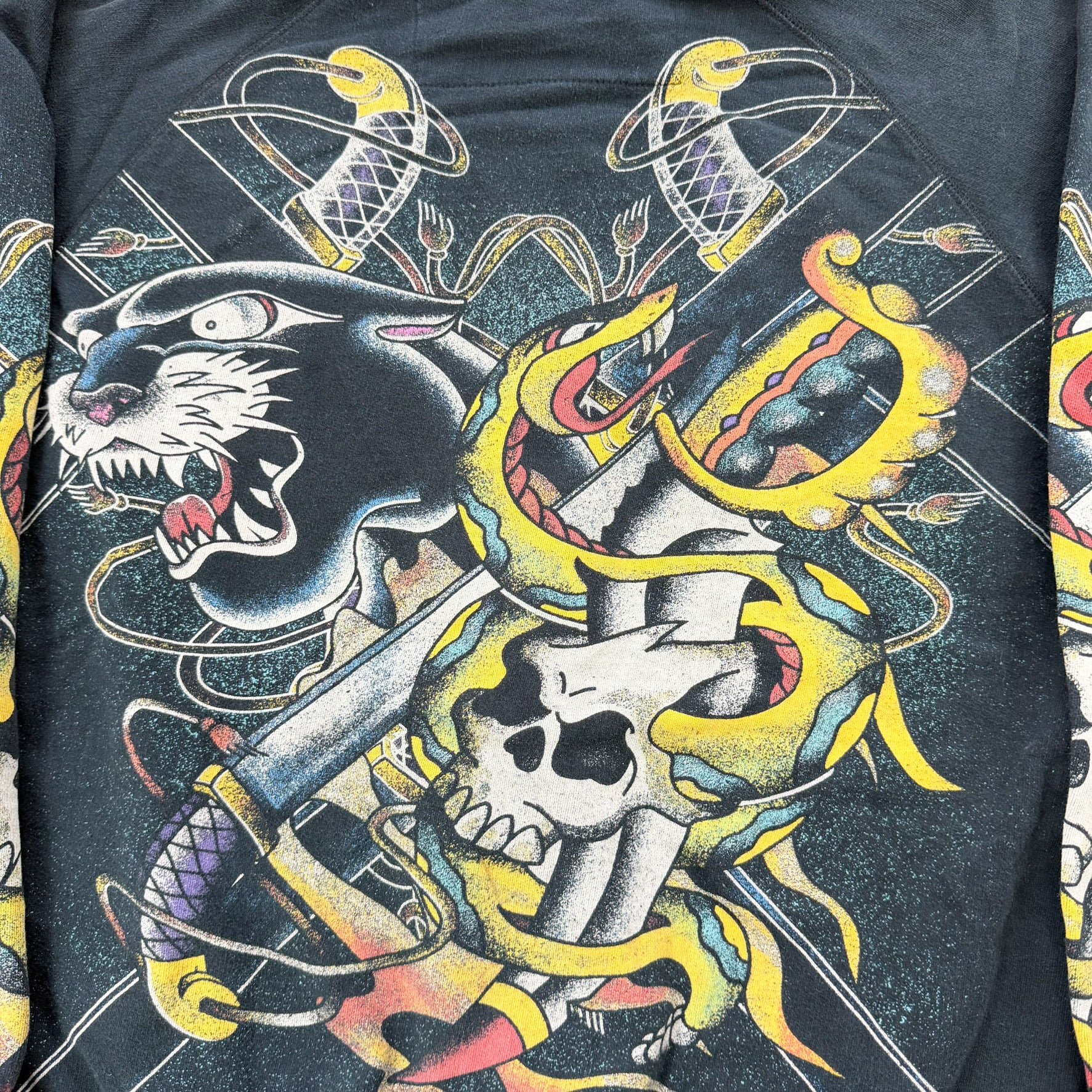 J- kPanther & Skull All Over Print Zip Up Hoodie - M – HG VINTAGE