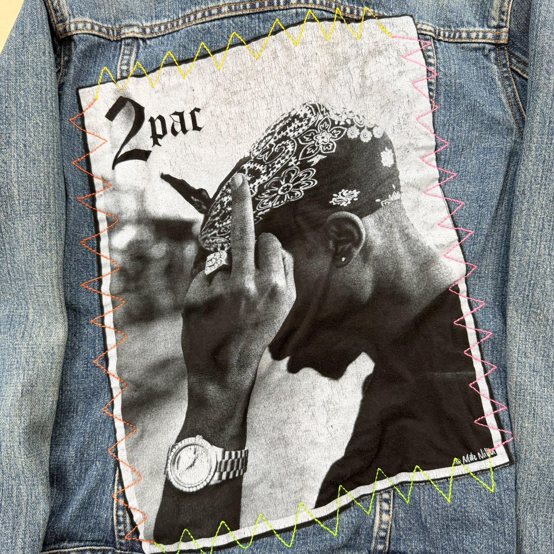J- HOM Tupac Middle Finger Calvin Klein Reworked Denim Jacket - L – HG ...