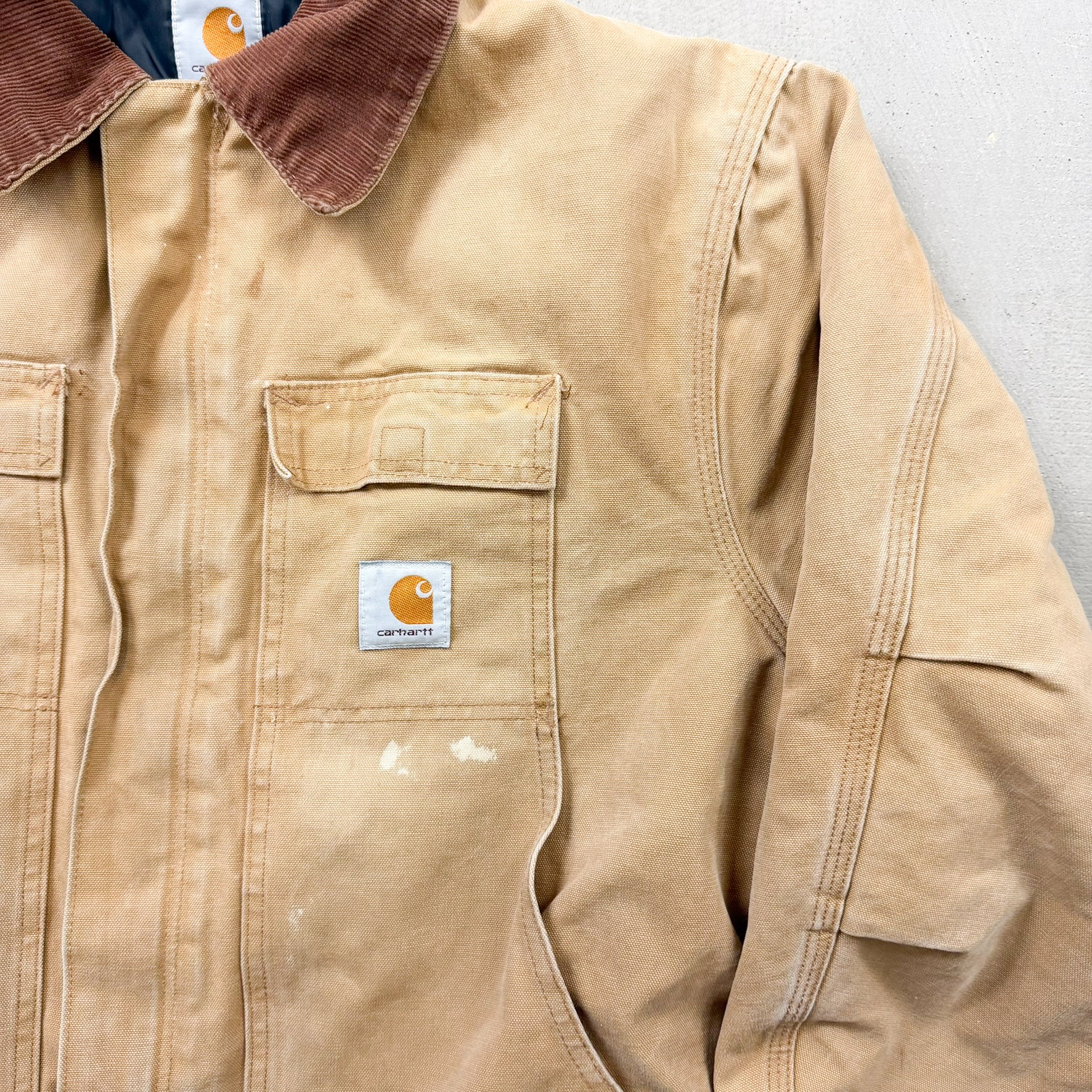 F- Vintage Carhartt Quilt Lined Dark Tan Work Jacket - L – HG VINTAGE